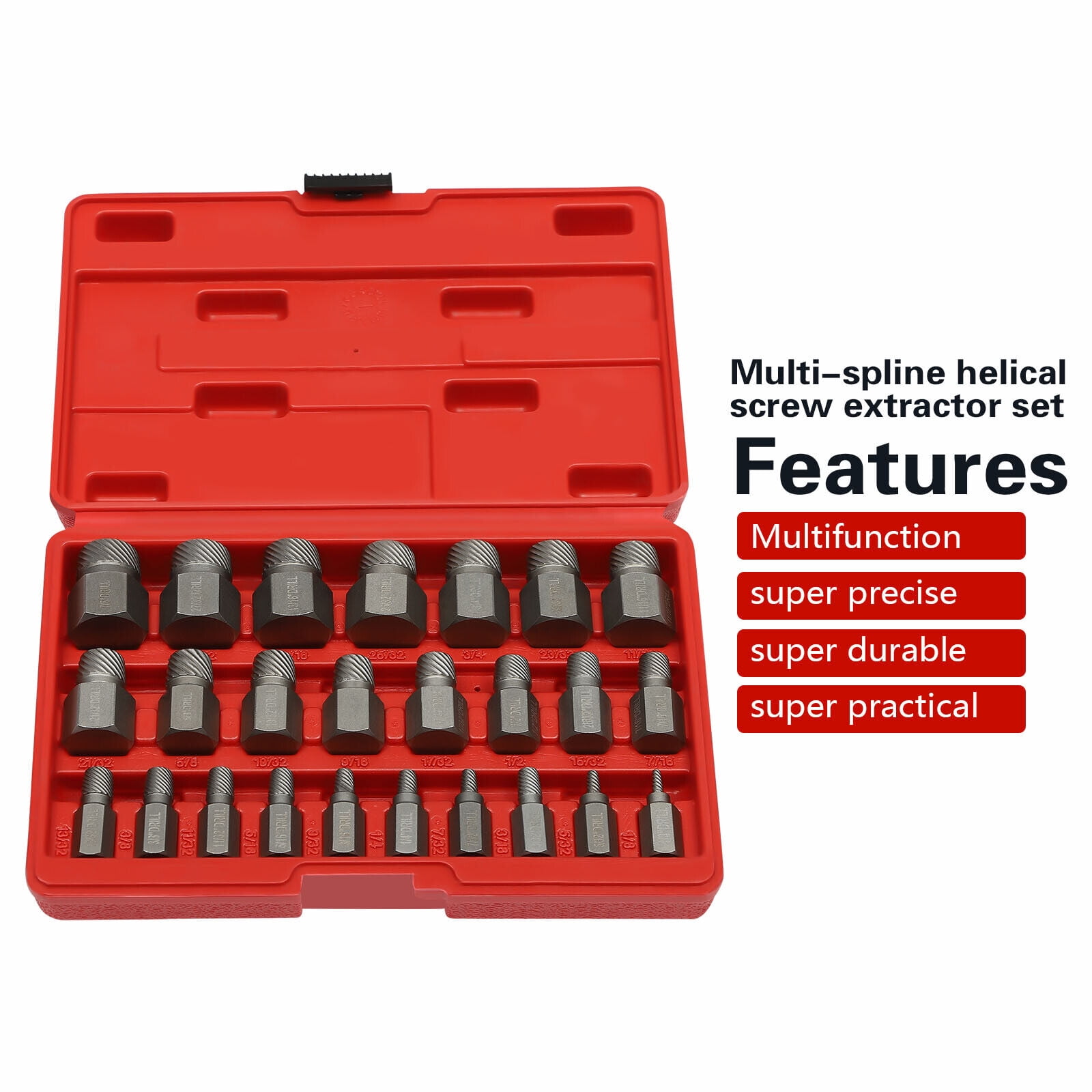 25x Stripped Bolt Extractor Impact Socket Set Damaged Bolt Remover Easy ...