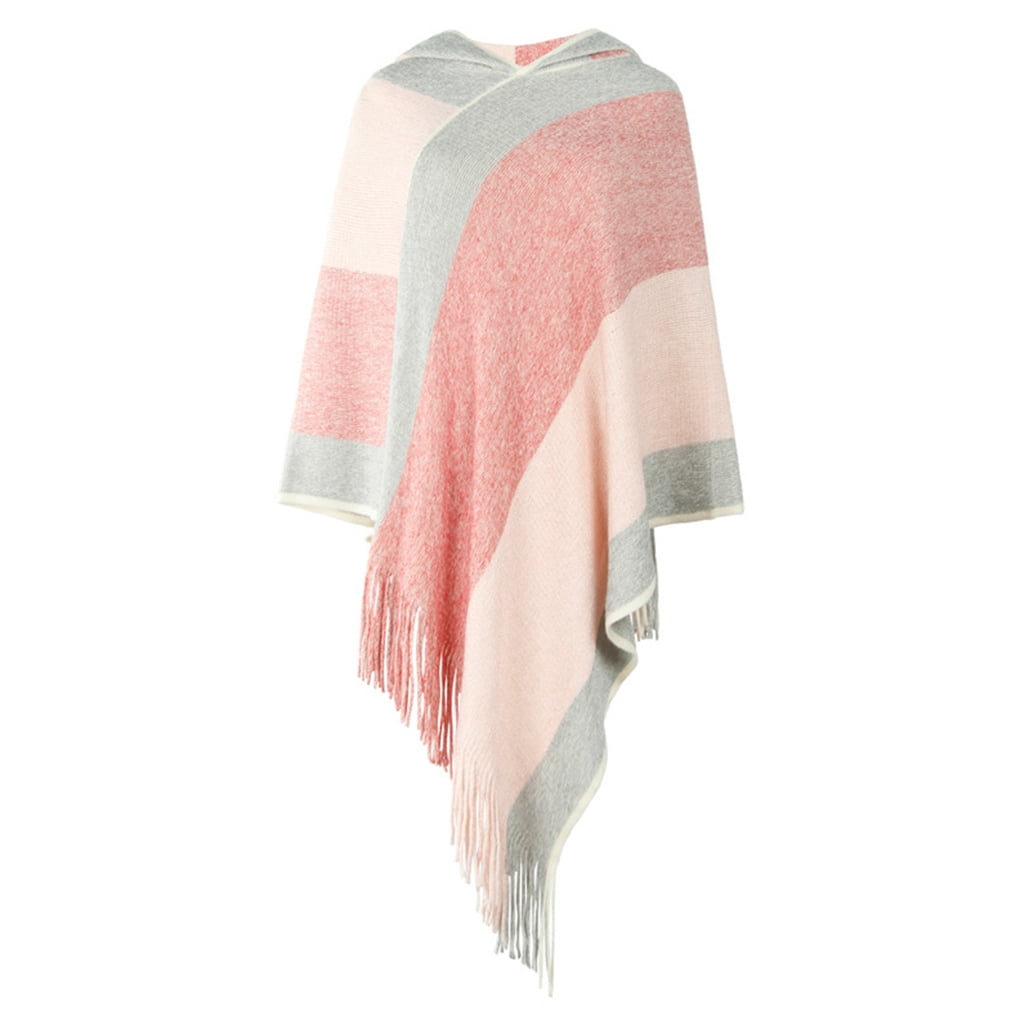 Jumpingount Poncho de invierno para mujer, chal a rayas, fiesta de moda ...