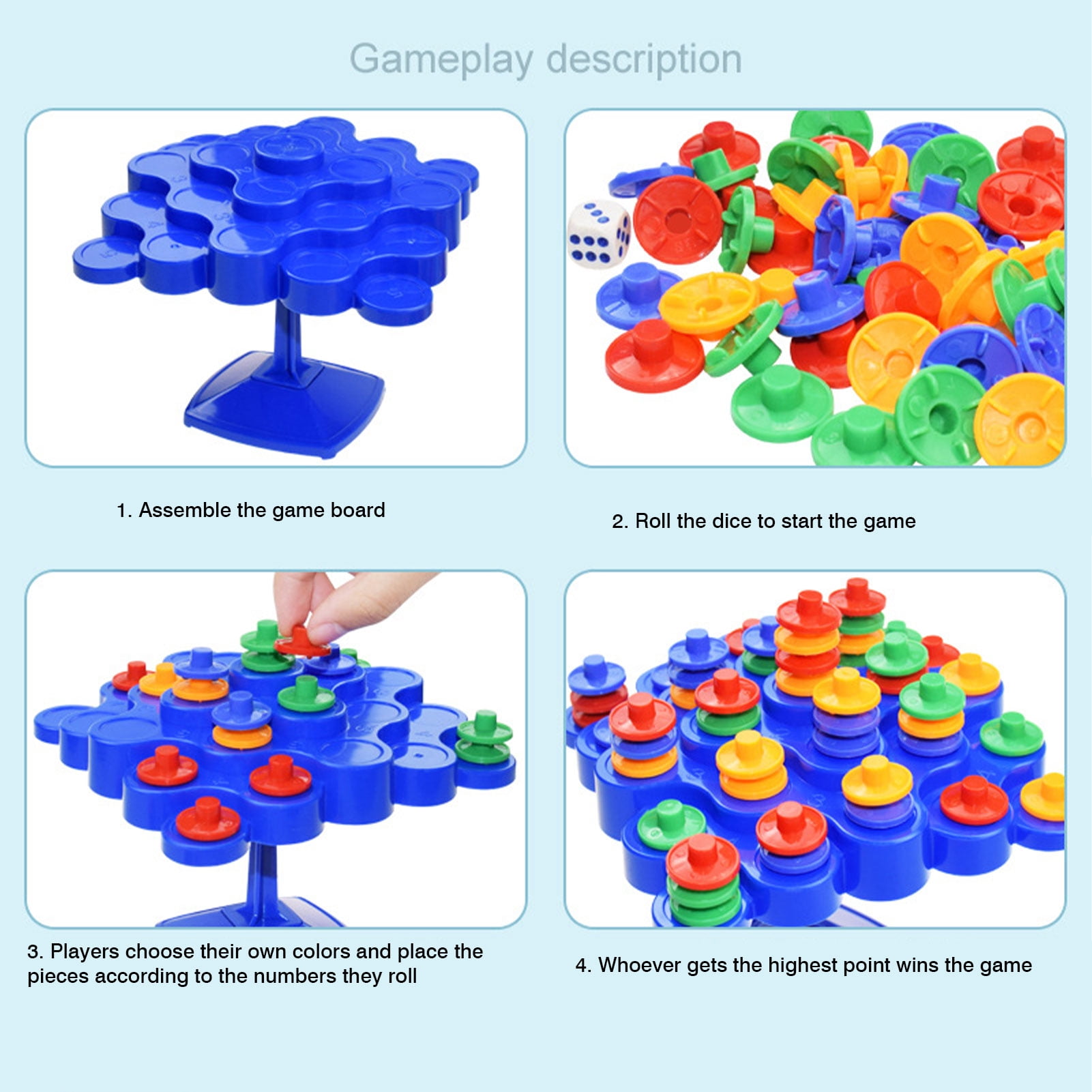 Buy Topple Board Game Roll the Dice and Place Pieces Balancing Toys ...