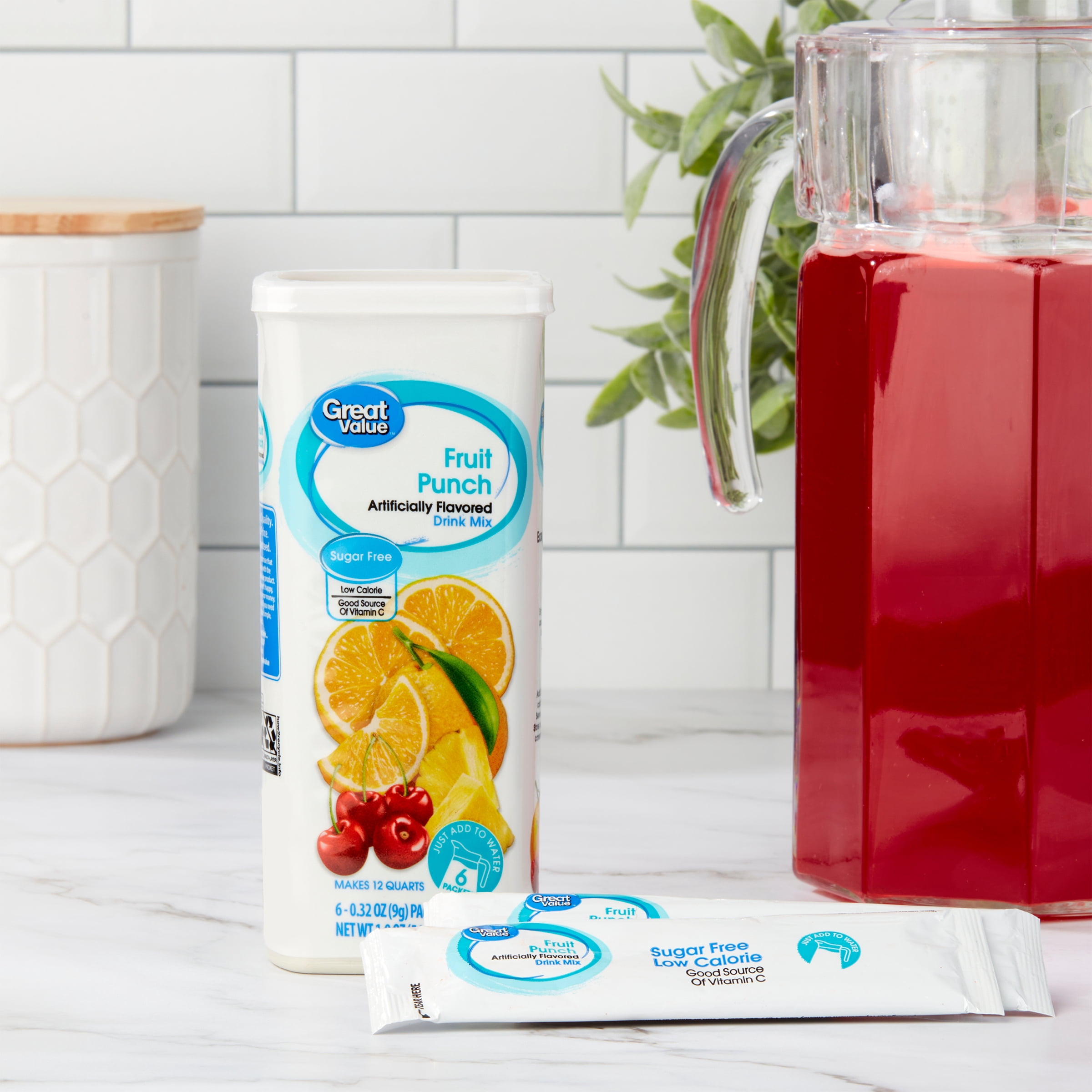 Buy Great Value Sugar Free Fruit Punch Drink Mix 1 9 Oz 6 Count