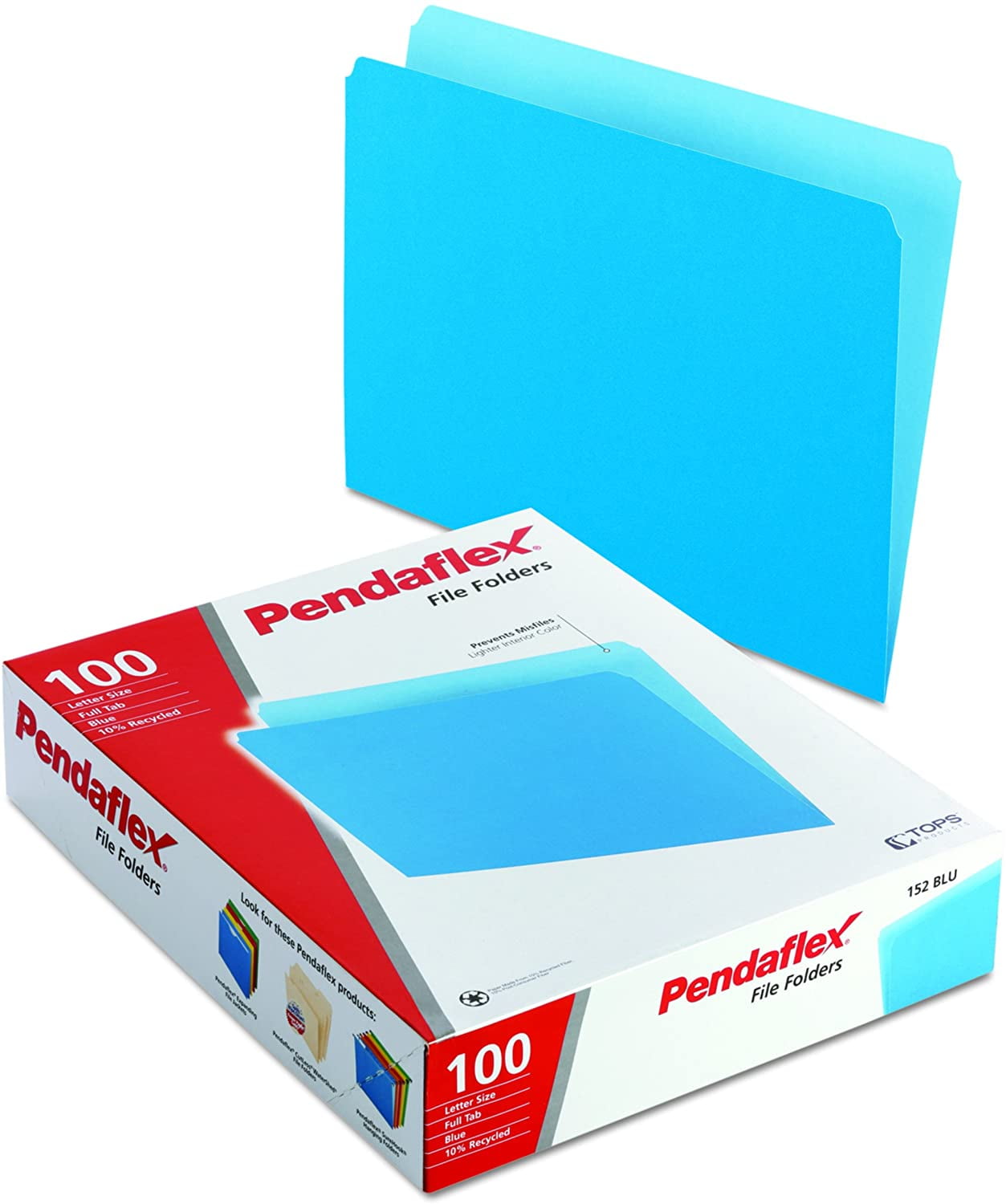 Pendaflex 152-BLU Pendaflex 2-Tone File Folders, Straight Cut, Top Tab ...