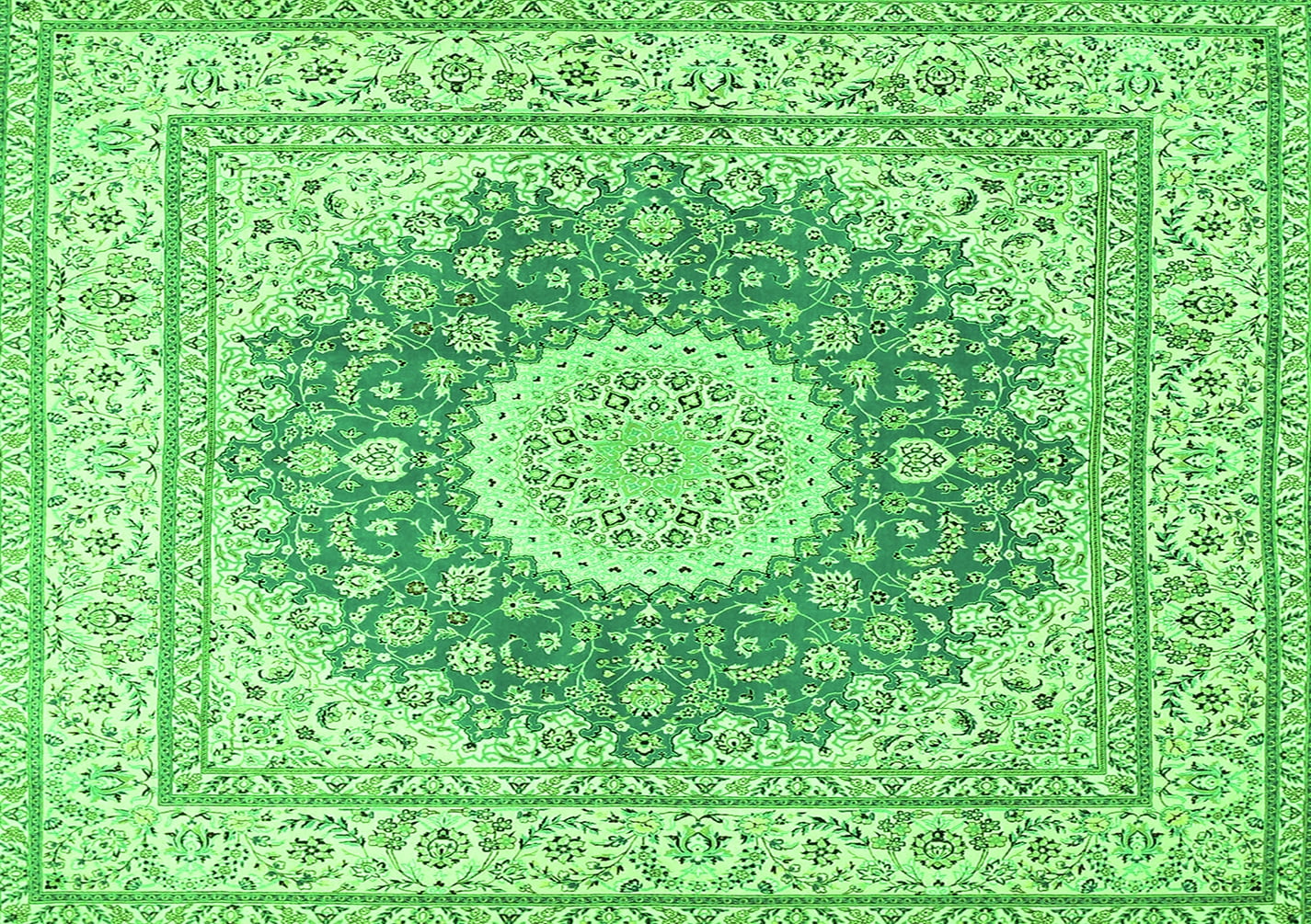 Ahgly Company Indoor Rectangle Medallion Green Traditional Area Rugs, 5 ...