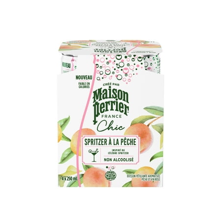 MAISON PERRIER Chic Peach Spritzer, Non-Alcoholic, Peach And Rosé Wine ...