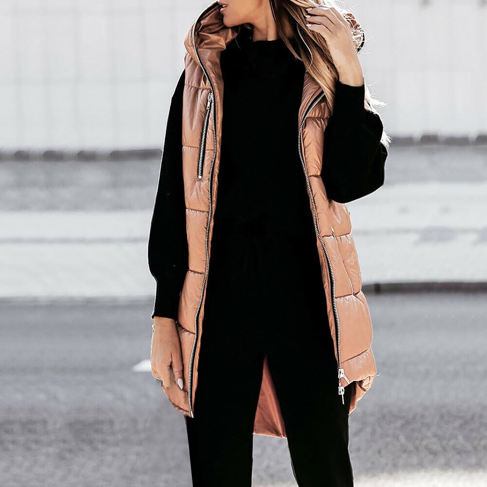 Click here for Eqwljwe Hood Vest Jacket For Women Solid Color Sle... prices