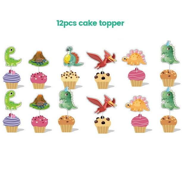 Juego De Decoración De Tartas De Dinosaurio De Dibujos Animados Para Niños , Fiesta De ...