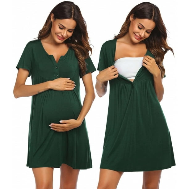 Ekouaer Maternity Nightgown 3 In 1 Delivery Labor Nursing Gown