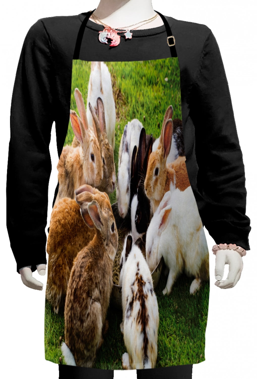 Bunny Kids Apron, Real Life Image of a Group of Rabbits Eating Food in ...