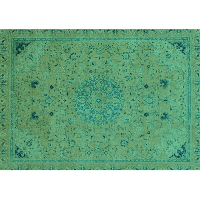 Ahgly Company Machine Washable Indoor Rectangle Abstract Turquoise Blue ...