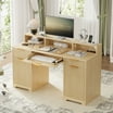 Bestier Farmhouse Executive Desk with Drawers, 59" Wood Computer Desk ...