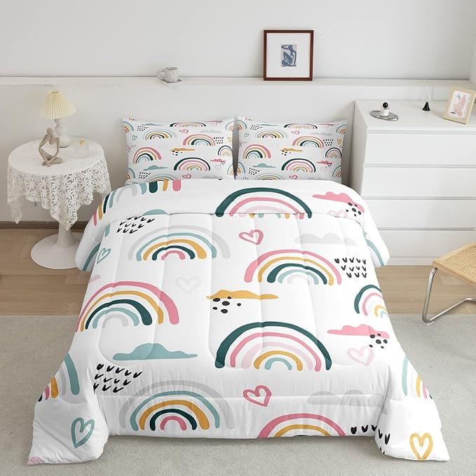 Click here for Yst Rainbow Comforter Set Colorful Stripes Bedding... prices