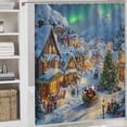 4Pcs Shower Curtain Sets with Rugs Beautiful Christmas Village Merry ...