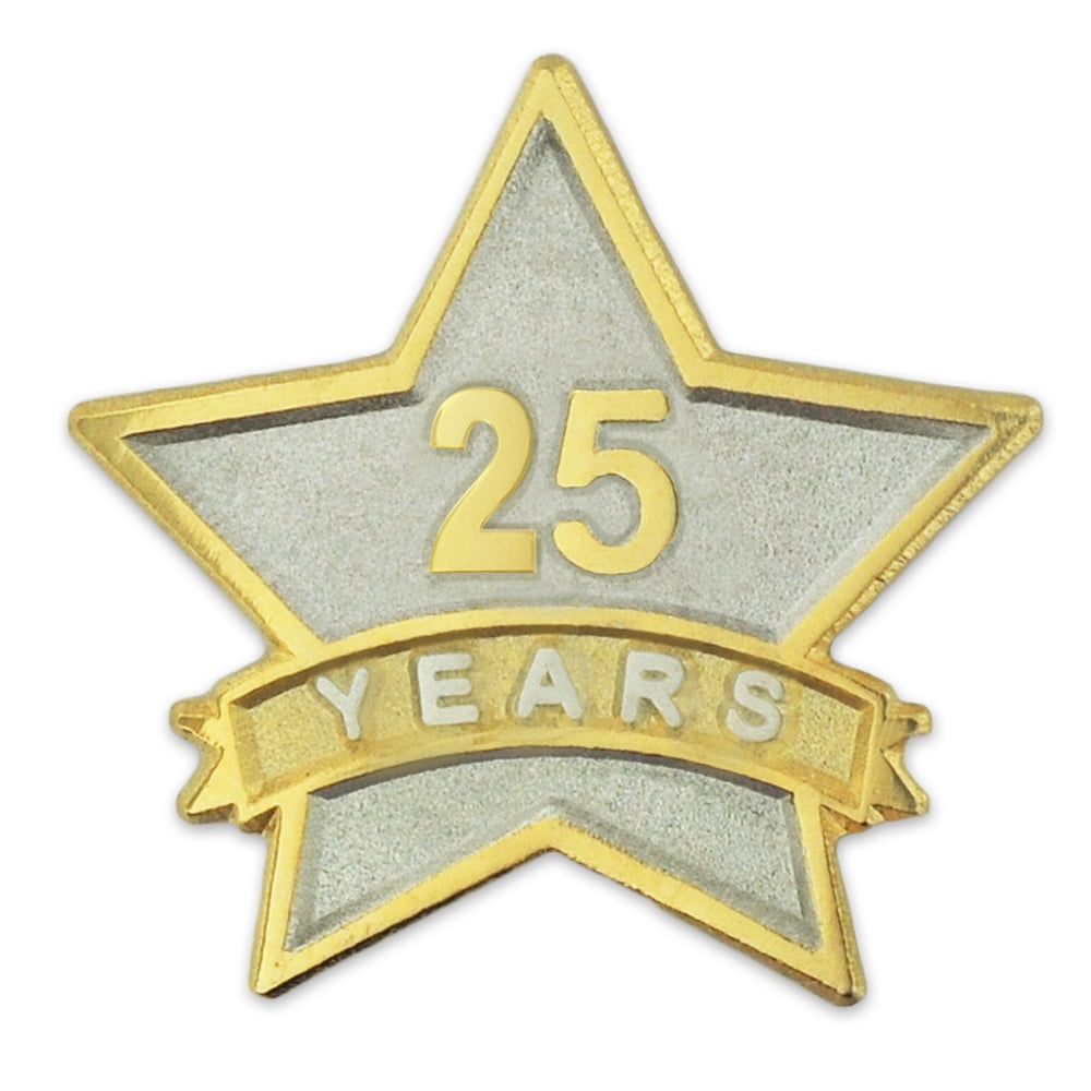 25 Year Service Award Star Corporate Recognition Dual Plated Lapel Pin ...