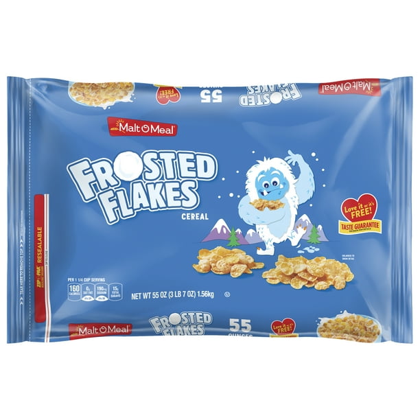 Malt-O-Meal Frosted Flakes Cereal, Frosty Flakes Breakfast Cereal, 55 ...
