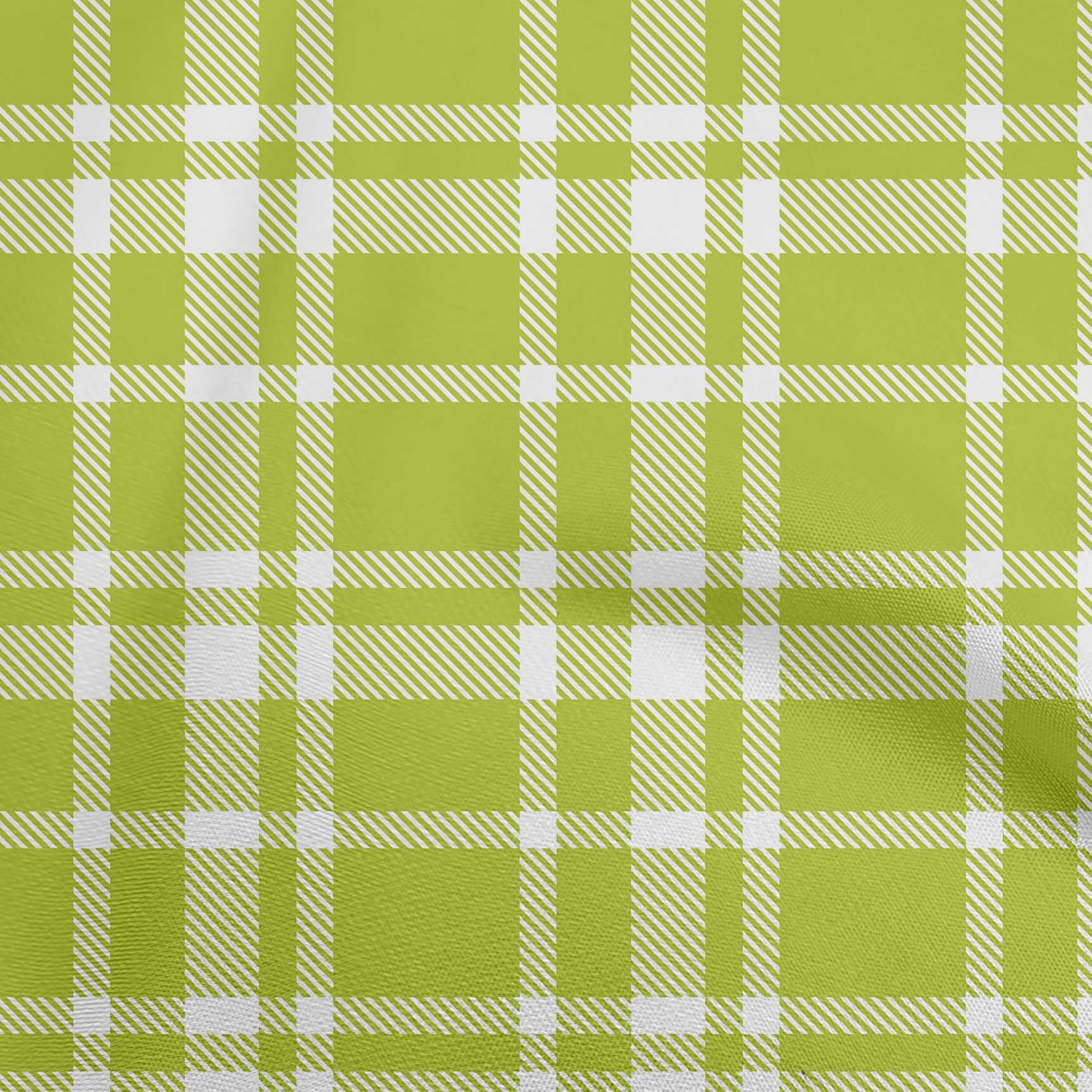 oneOone Cotton Silk Light Green Fabric Tartan Sewing Material Print ...