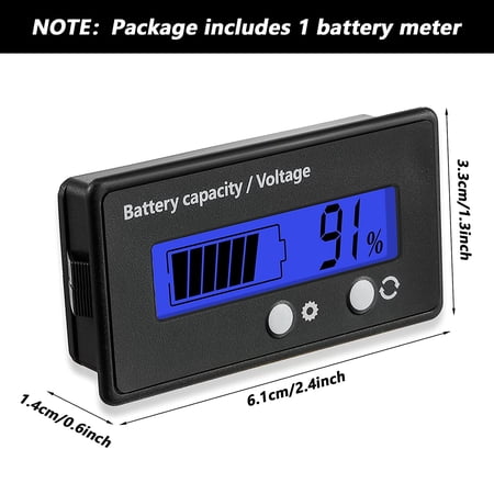 DC 12V 24V 36V 48V 60V 72V 84V Battery Meter with Alarm, Front Setting ...