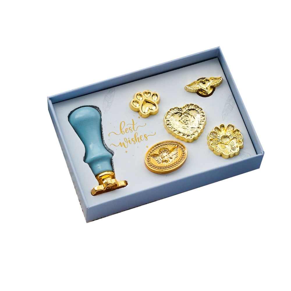 Wax Seal Set, 6 Pcs Sealing Wax Stamps 1 Wooden Hilt, Wax Stamp Kit for ...