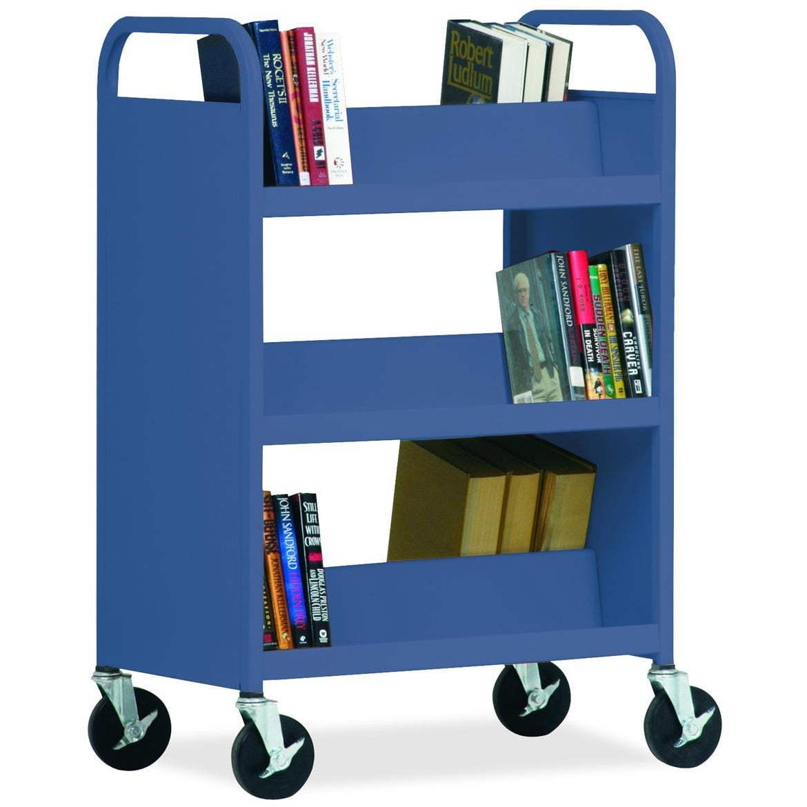 Double Sided Sloped 6 Shelf Welded Booktruck in Ocean - Walmart.com