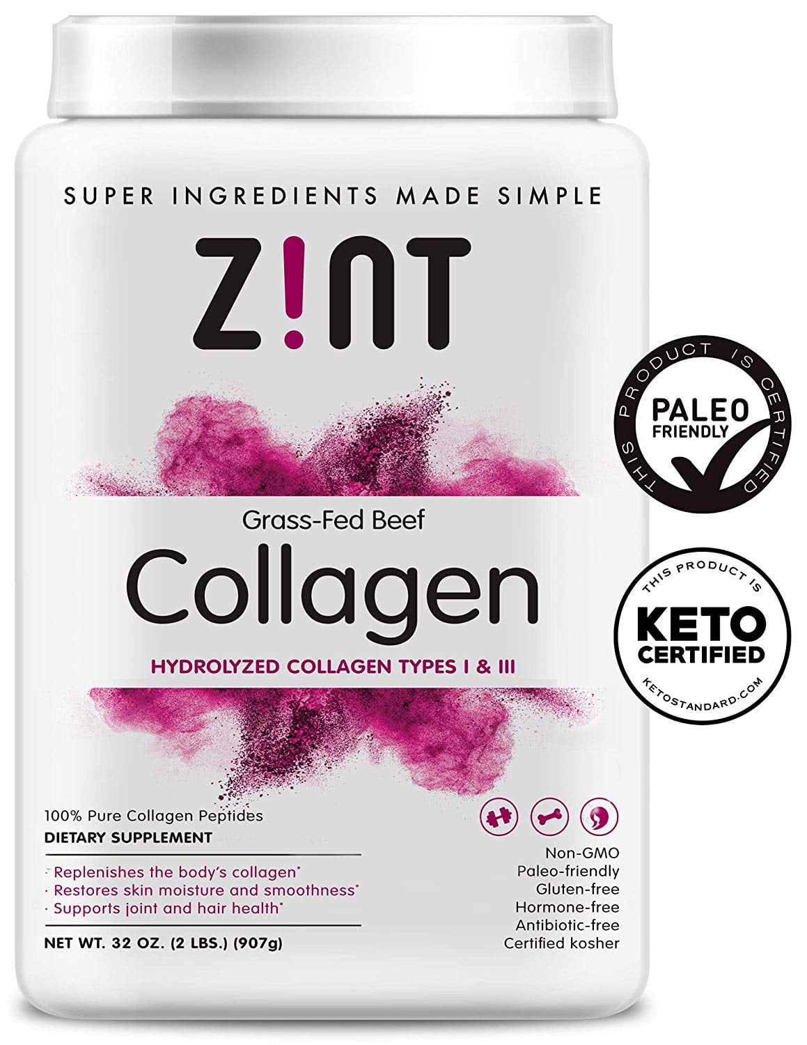 Zint Collagen Peptides Powder XL (32 oz): Paleo-Friendly, Keto ...
