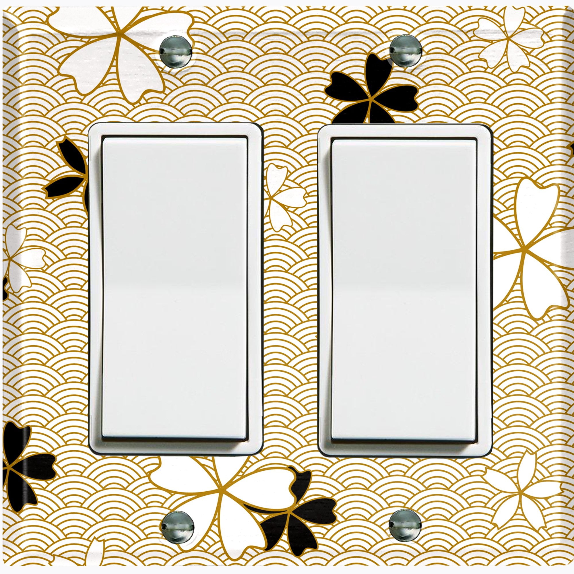 Metal Light Switch Plate Cover Japanese Flower Pattern Beige Wallpaper ...