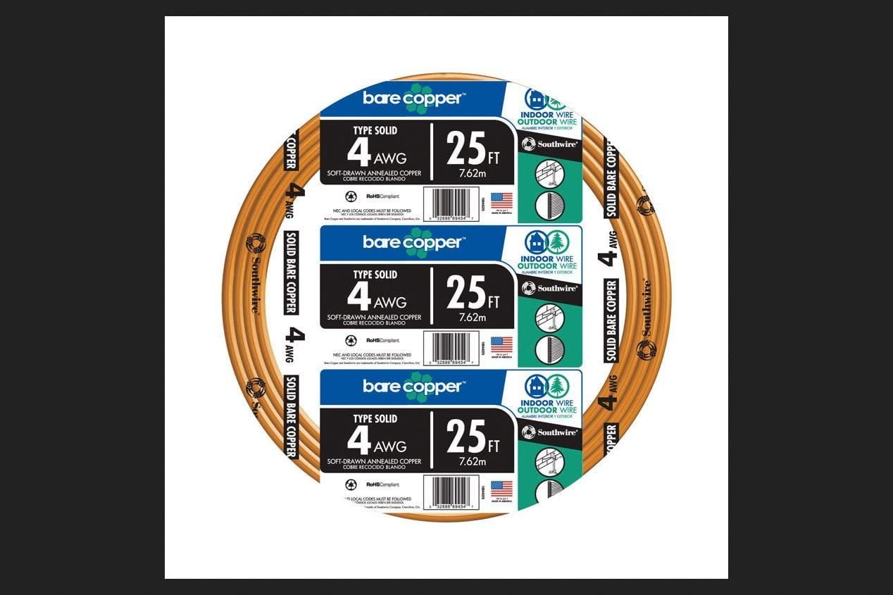 Southwire Solid Bare Wire 4 Ga, 1 Conductor 600 V 25 ' - Walmart.com
