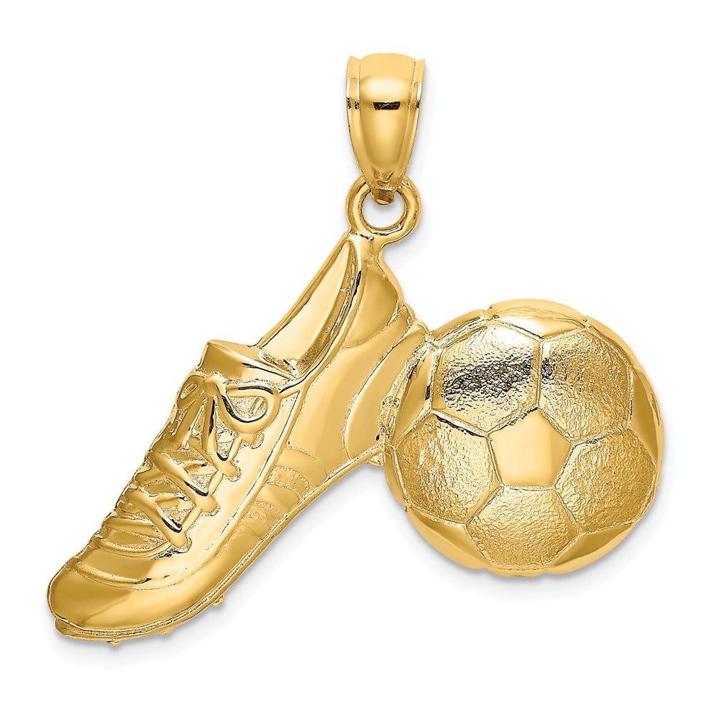 FB Jewels 14K Yellow Gold Soccer Ball and Shoe High Polish and Eng 2D ...