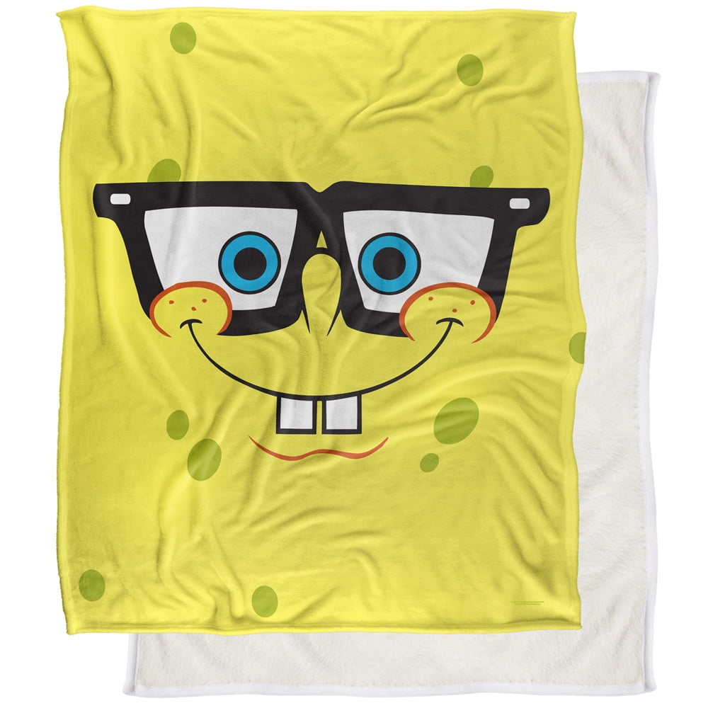 Spongebob Blanket, 50"x60" Spongebob Winking Face Silky Touch Sherpa ...
