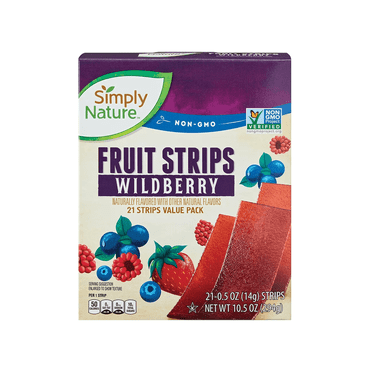 Simply Nature Wildberry Fruit Strips, Pack of 2, 21 Count, Non-GMO ...
