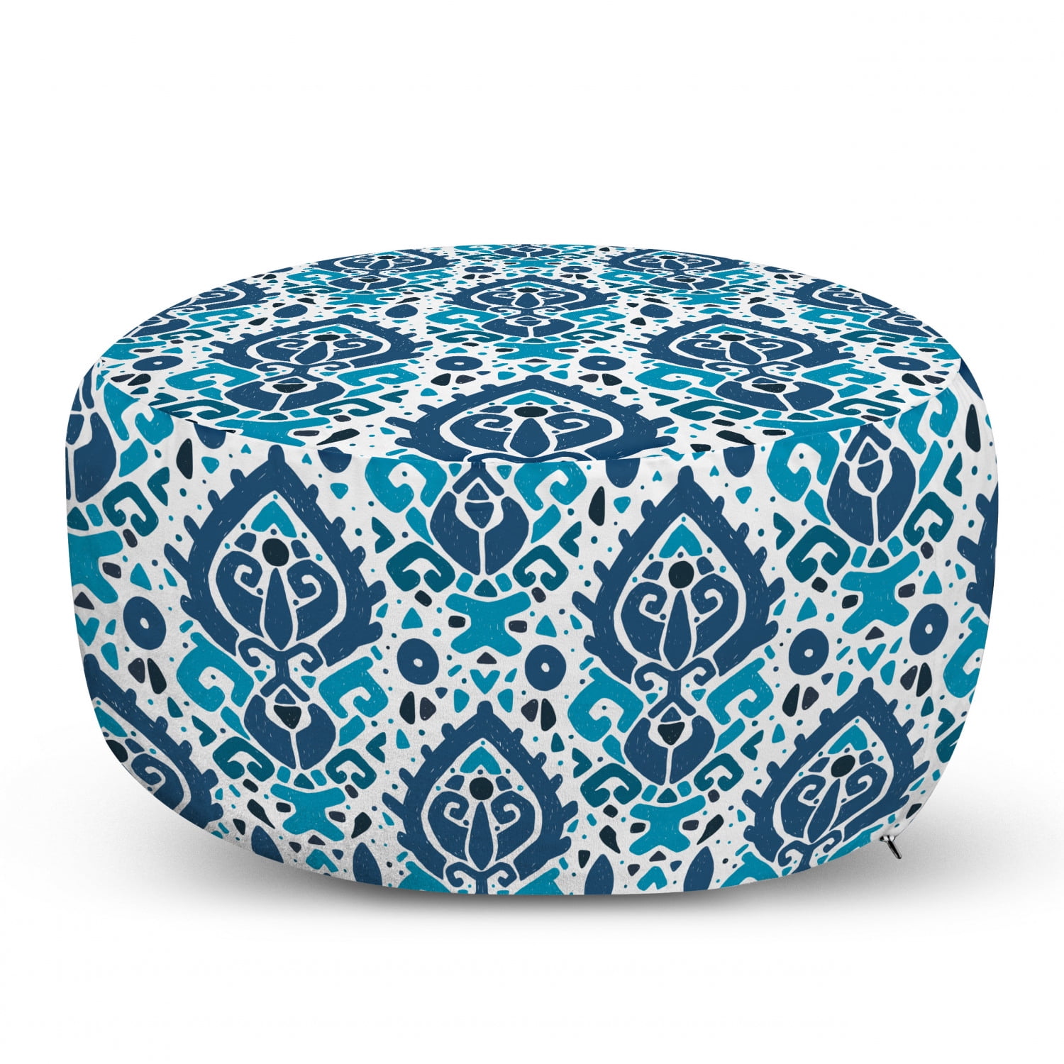 Ikat Pouf Cover with Zipper, Tribal Inspired Motifs in Aztec Style ...