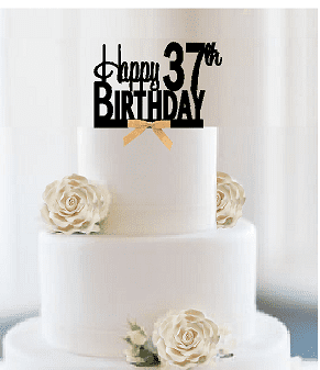 Item#037CTGR - Happy 37th Birthday Elegant Cake Decoration Topper with ...