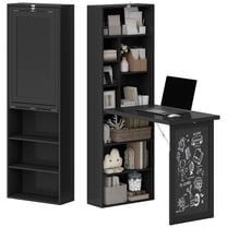 HOMCOM Convertible Desk with Blackboard & Shelf Multi-Function Table ...