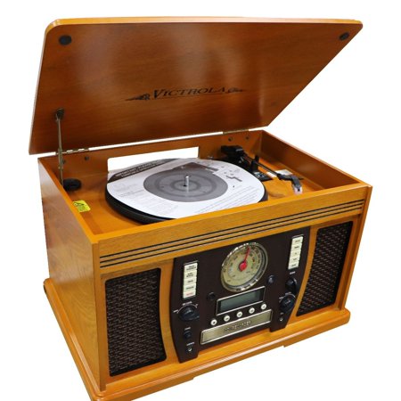 Victrola Wood 7-in-1 Nostalgic Bluetooth Record Player w/ CD Encoding ...