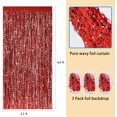 3 Pack Red Aluminium Foil Curtains, 3.3ft x 6.6ft, Wavy Shape, for ...
