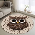 3ft Round Rug Coffee Owl Area Rugs for Living Room Bedroom Washable Non ...