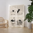 Affixzi Black Cat Bathroom Print Set: Funny Cat Bath Ink Drawing Humor ...