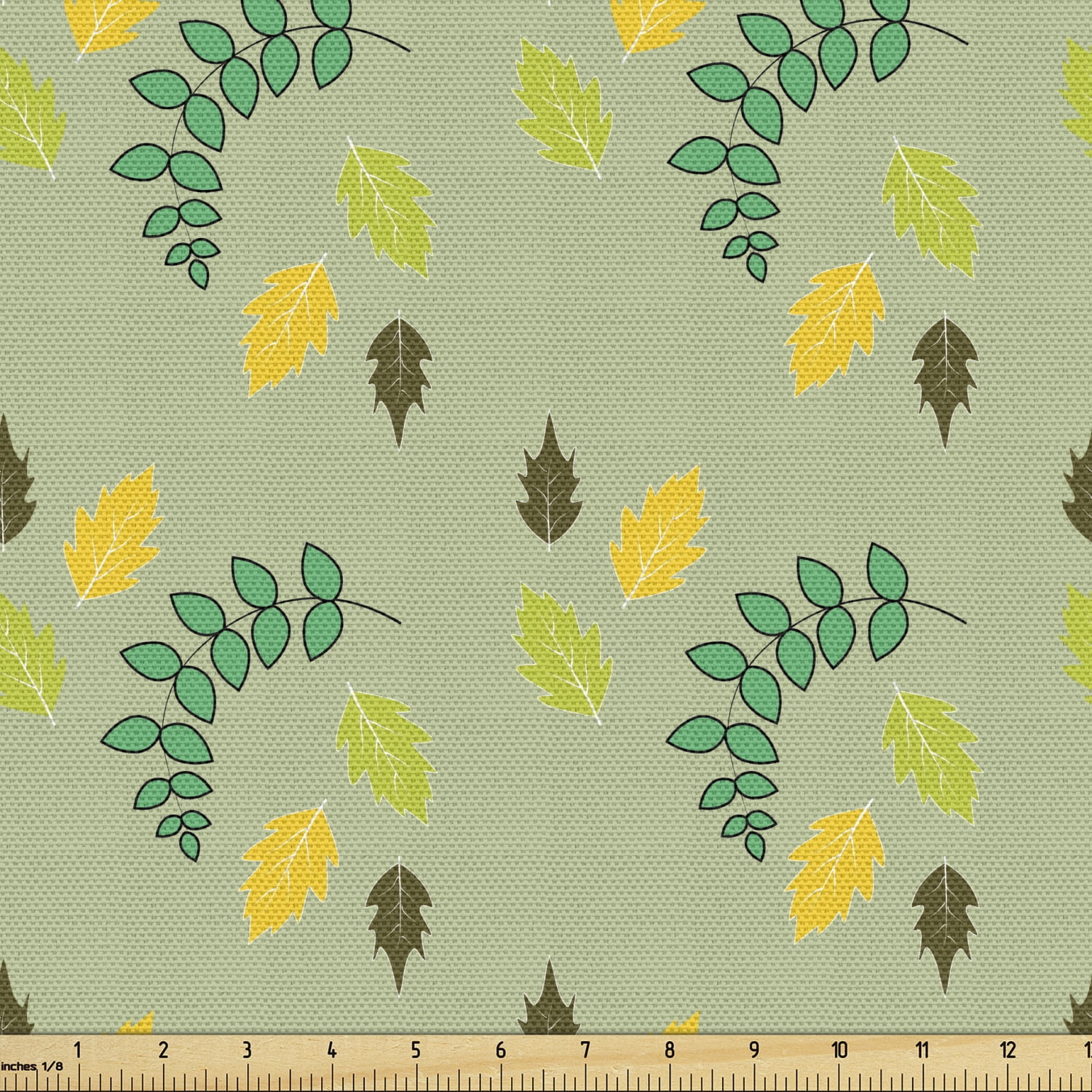 Autumn Fabric by the Yard, Woodland Assortment of Fall Leaves Botanical ...