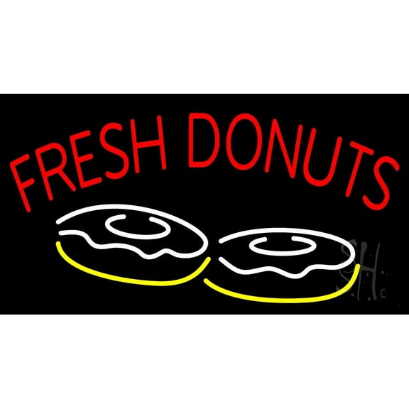 Fresh Fish Logo LED Neon Sign 20 x 37 - inches, Black Square Cut ...