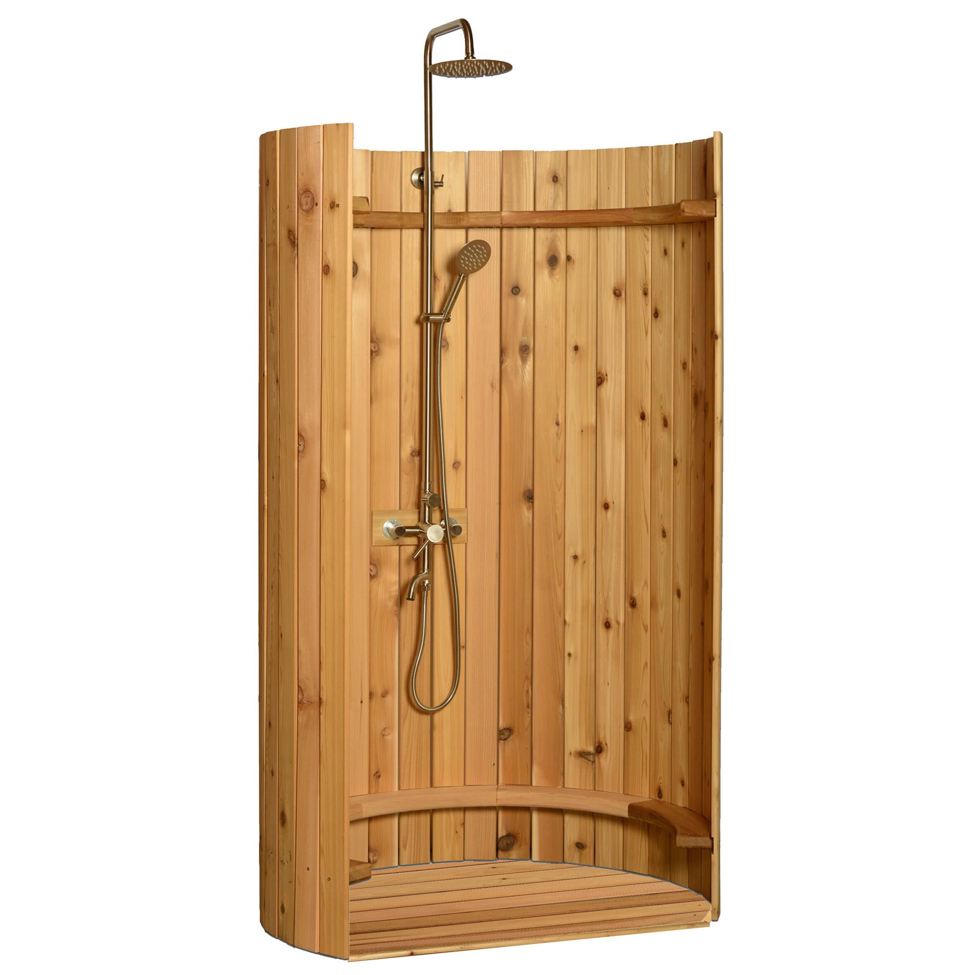 ALEKO Outdoor Ellipse Backyard Beach Pool Shower Rustic Cedar - Walmart.com