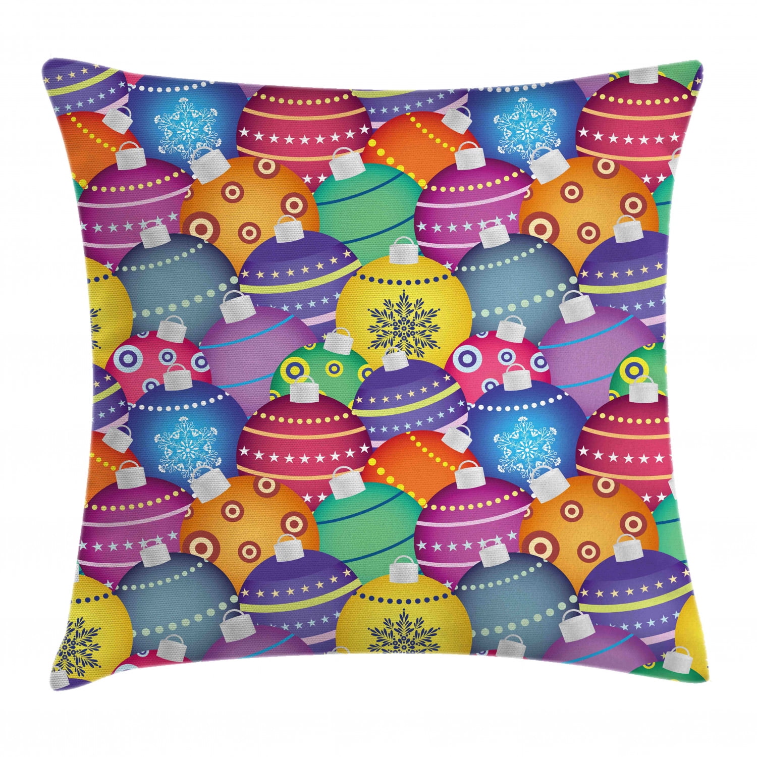 Christmas Throw Pillow Cushion Cover, Colorful Christmas Balls ...