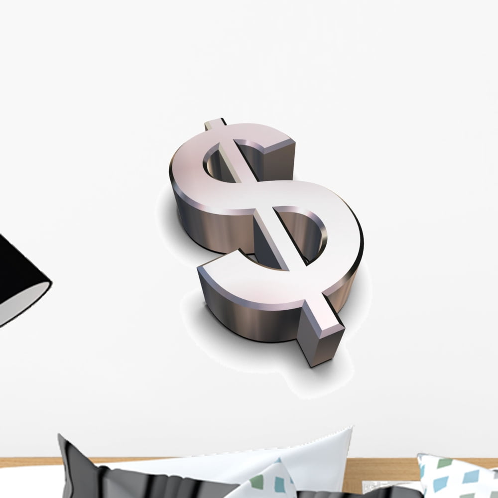 3D Chrome Dollar Symbol Wall Decal by Wallmonkeys Peel and Stick ...