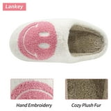 Joybuy Smiley Face House Shoes for Adults, Anti-Slip Soft Plush Comfy ...