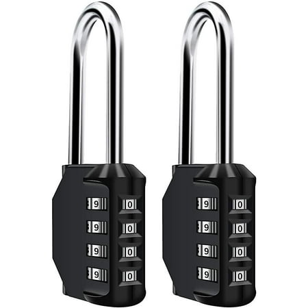 Combination Lock With Long Shackle. Pack Of 2 4-digit Combination Locks ...