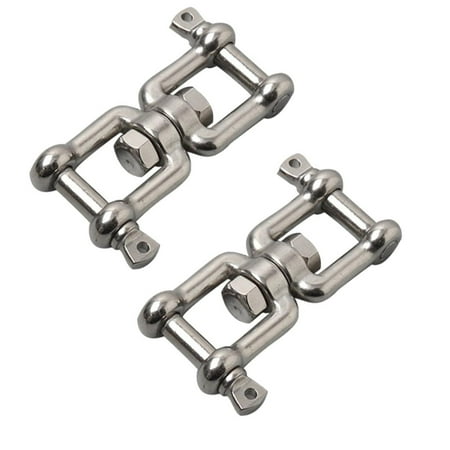 2 Pieces 10mm Stainless Steel Anchor Chain Swivel Double Shackle ...