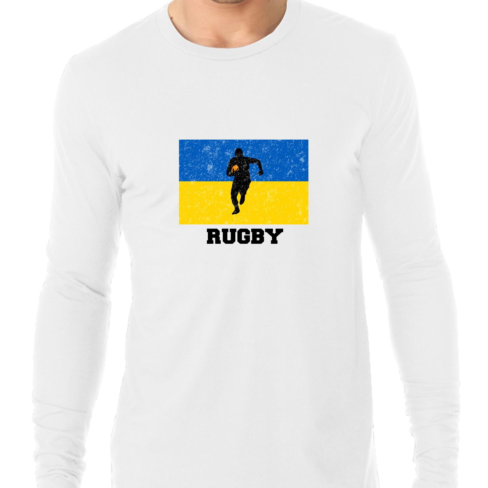 Ukraine Olympic - Rugby - Flag - Silhouette Men's Long Sleeve Grey T ...