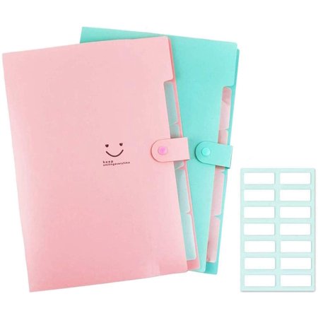 Expanding File Folder 5 Pockets Accordion Document Organizer, Plastic ...