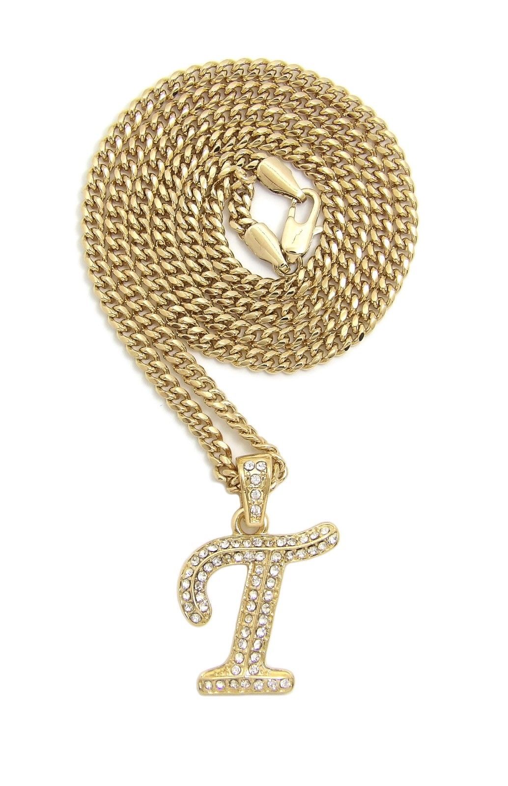 Unique Fashion 21 Unisex Stone Filled Initial Alphabet Letter Pendant ...