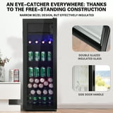 THINK 30 128L Mini Fridge Freezer, Holds 94 Cans, Glass Door, Low Noise ...