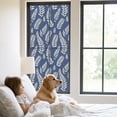 Beige Ferns Window Privacy Film, Marine Plants Fronds Floral Navy Blue ...