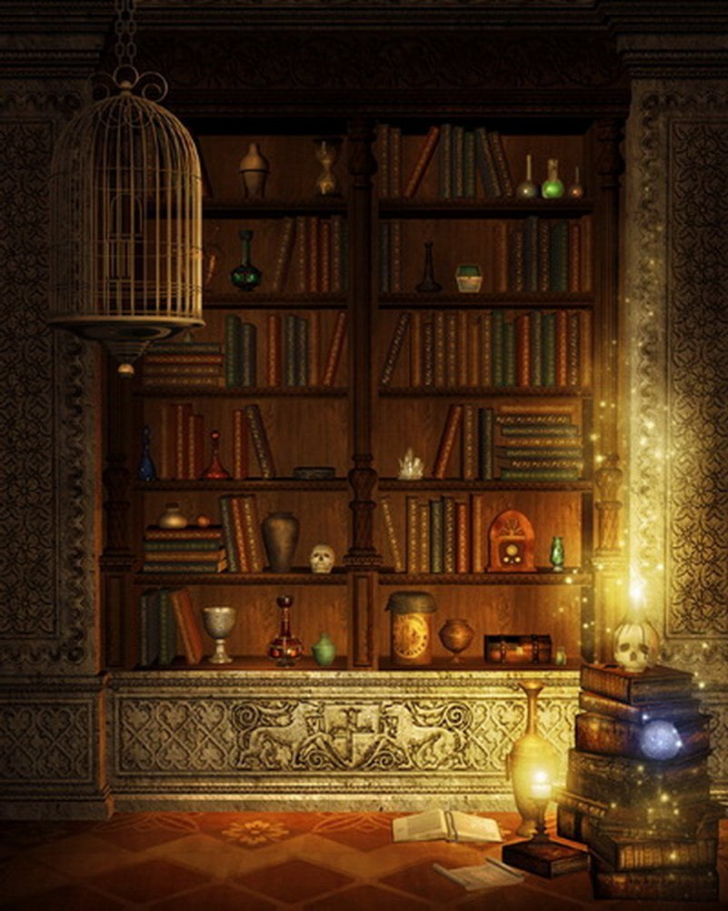 MOHome 5x7ft Spooky Halloween Scary Skull Bookshelf Photography ...