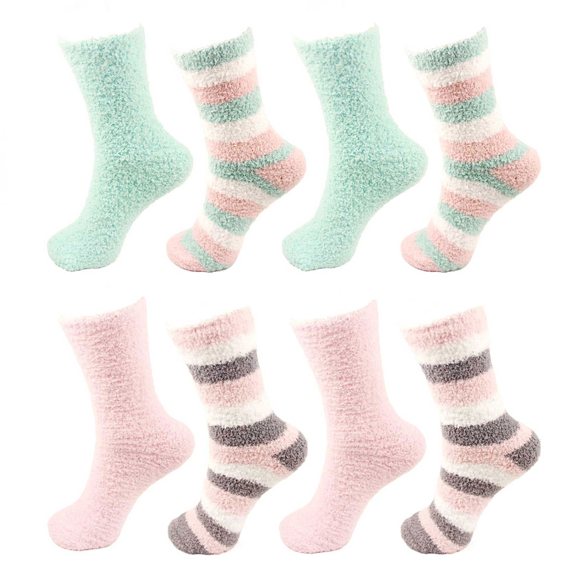 BambooMN - Super Soft Warm Fun Fuzzy Cozy 05 Stripe Home Socks ...