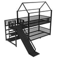 Full Metal House Bunk Bed with Slide & Storage Stairs, Multi-Functional ...